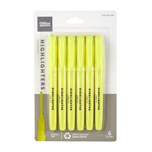 office depot 100% recycled pen-style highlighters, yellow, pack of 6, hy1002-6yel