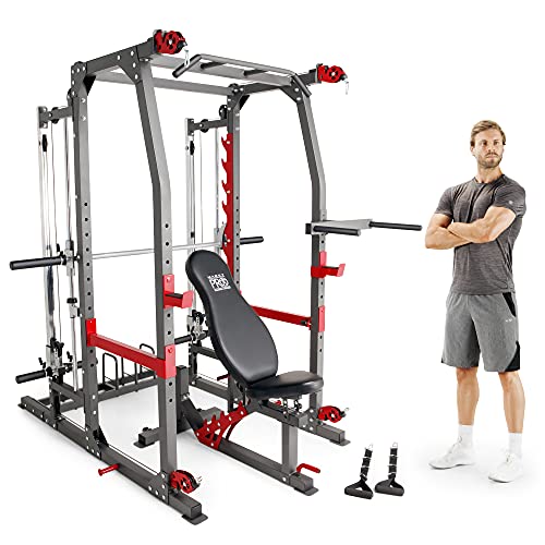 Marcy Smith Machine Weight Bench Home Gym, For Full Body Workout, Training System, Black SM-4903