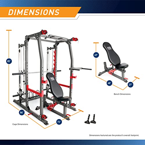 Marcy Smith Machine Weight Bench Home Gym, For Full Body Workout, Training System, Black SM-4903