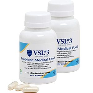 vsl#3® probiotics medical food for dietary management of irritable bowel syndrome (ibs), high potency & dose, 1 gastro recommended multi-strain probiotic, 112.5 billion cfu, 60 capsules, 2 pack