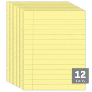 Office Depot Glue-Top Writing Pads, 8 1/2in. x 11in., Legal Ruled, 50 Sheets, Canary, Pack Of 12 Pads, 99412