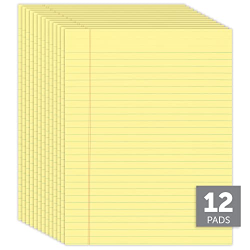 Office Depot Glue-Top Writing Pads, 8 1/2in. x 11in., Legal Ruled, 50 Sheets, Canary, Pack Of 12 Pads, 99412