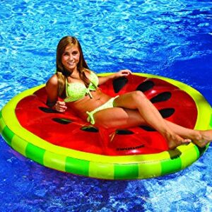 Swimline Watermelon Slice Floating Pool Island Red/Green 60'' Diameter