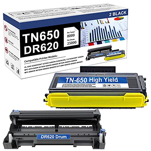 PAIC HOBBYUNION Compatible Toner & Drum Cartridge Replacement for Brother TN650 / DR620 (Toner 1-Black,Drum 1-Black)