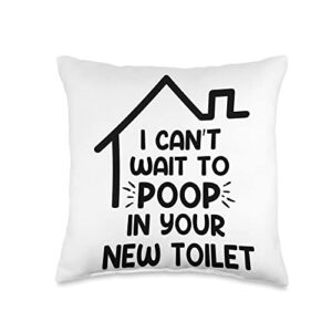 top housewarming gifts ideas first time owner tees i can’t wait to poop in your new toilet funny house warming throw pillow, 16×16, multicolor