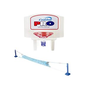 swimline super wide inground swimming pool basketball hoop & volleyball net