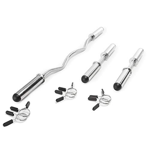 Marcy Olympic Hollow Bar Kit Chrome Curl Bar Dumbbell Handles and Spring Collars ODC-21 chromed, 47” x 3” x 2”