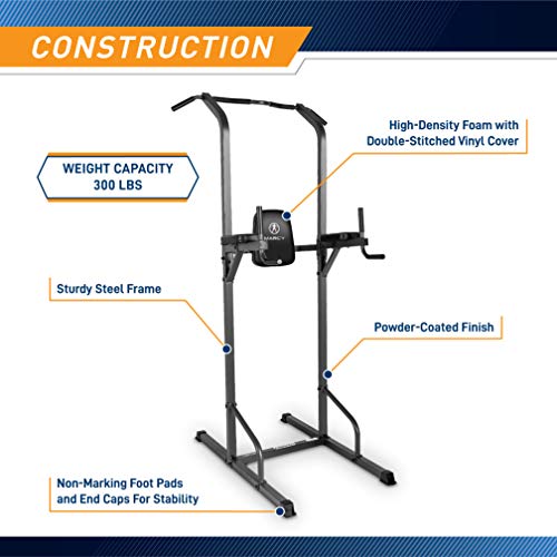 Marcy Power Tower Multi-Grip Pull Up & Dip Station VKR Home Gym TC-3515 BLACK, 74 pounds