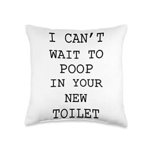 top housewarming gifts ideas first time owner tees i can’t wait to poop in your new toilet funny house warming throw pillow, 16×16, multicolor