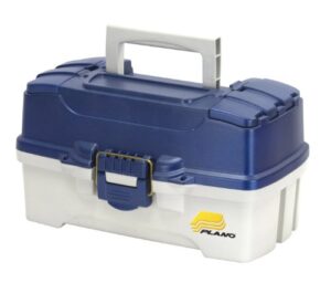 plano 2-tray tackle box with dual top access, blue metallic/off white, premium tackle storage, 620206, one size