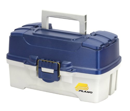 Plano 2-Tray Tackle Box with Dual Top Access, Blue Metallic/Off White, Premium Tackle Storage, 620206, One Size