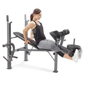 marcy standard weight bench with leg developer and butterfly arms, multifunctional workout equipment, workout equipment for home gym, alloy steel md-389