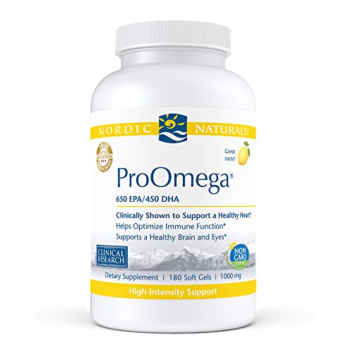 Nordic Naturals ProOmega, Lemon Flavor - 180 Soft Gels - 1280 mg Omega-3 - High-Potency Fish Oil with EPA & DHA - Promotes Brain, Eye, Heart, & Immune Health - Non-GMO - 90 Servings