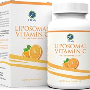 Liposomal Vitamin C Capsules 1200mg – Collagen Support, Powerful Antioxidant Boost, High Dose & High Absorption VIT C Ascorbic Acid Pills – 60 Servings – Easy to Swallow Capsules