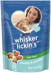 purina whisker lickin’s cat treats, crunchy & yummy tuna flavor – (4) 10 oz. pouches