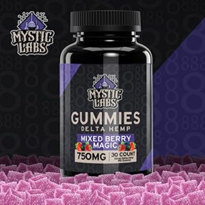 Mystic Labs Hemp Delta Gummies - 30 Count Large Size 750mg - Pain, Inflammation, Rest, Stress - High Potency Made in The USA