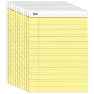 office depot(r) perforated writing pads, 8 1/2″ x 11 3/4″, legal ruled, canary, pack of 12