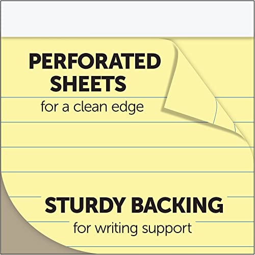 Office Depot(R) Perforated Writing Pads, 8 1/2" x 11 3/4", Legal Ruled, Canary, Pack Of 12