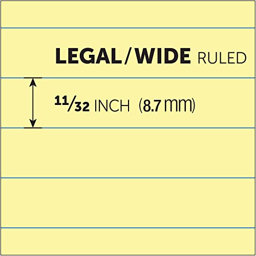 Office Depot(R) Perforated Writing Pads, 8 1/2" x 11 3/4", Legal Ruled, Canary, Pack Of 12