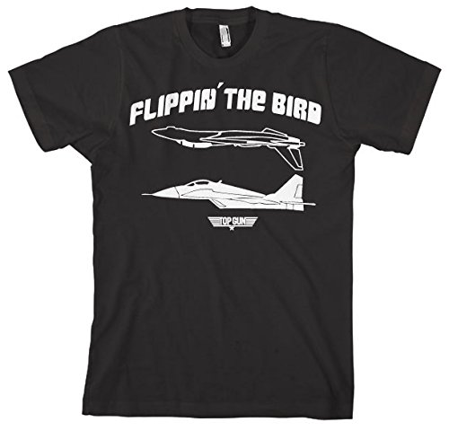 Top Gun Officially Licensed Flippin´ The Bird Mens T-Shirt (Black), X-Large