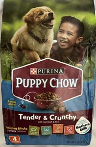 purina puppy chow tender & crunchy with real beef & rice *one four* pound bag