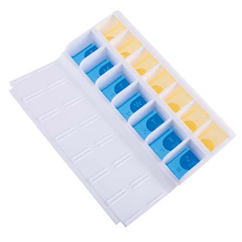 EZY DOSE Weekly (7-Day) Pill Organizer, Vitamin Case, and Medicine Box, 2 Times a Day, AM PM, Large Compartments, Easy Fill All Compartments at Once, Color May Vary (Pack of 2)