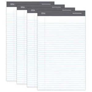 office depot professional legal pad, 8 1/2in. x 14in., white, legal ruled, 50 sheets, 4 pads/pack, 99490