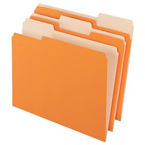 office depot two-tone color file folders, 1/3 tab cut, letter size, orange, box of 100, od152 1/3 ora