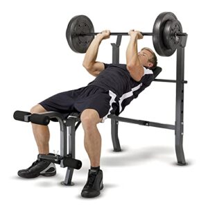 marcy md-2082w diamond elite md standard bench with 100 lb. weight set