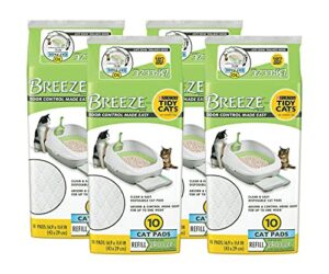 purina tidy cats breeze cat pad refills, clean & easy disposable cat pads for breeze litter system, controls odors, 10 cat pad refills/pack (pack of 4)