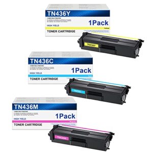 msotfun compatible tn436 color toner cartridges 3 pack set: tn436c tn436m tn436y replacement for brother tn436 tn-436 hl-l8260cdw l9310cdw dcp-l8410cdw mfc-l8690cdw l8900cdw printer (c/m/y)