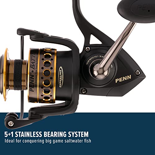 PENN Battle Spinning Reel Kit, Size 4000, Includes Reel Cover and Spare Anodized Aluminum Spool, Right/Left Handle Position, HT-100 Front Drag System