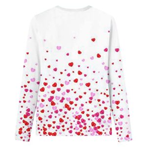 DOLKFU Valentine's Day Sweatshirt For Women LOVE Heart Graphic Print Pullover Tops Long Sleeve Crewneck Fashion Casual Shirt