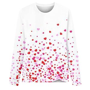 DOLKFU Valentine's Day Sweatshirt For Women LOVE Heart Graphic Print Pullover Tops Long Sleeve Crewneck Fashion Casual Shirt