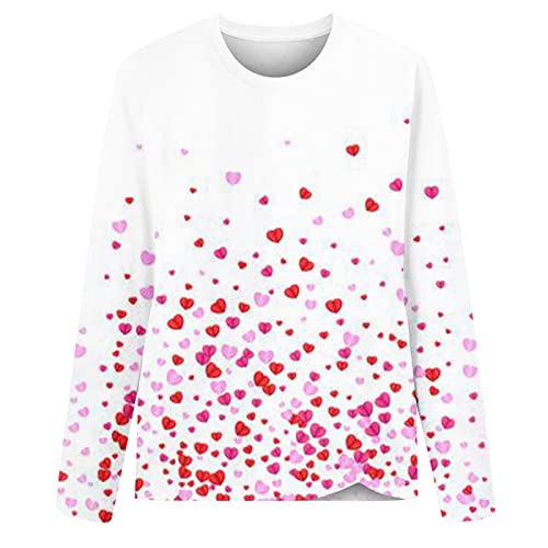 DOLKFU Valentine's Day Sweatshirt For Women LOVE Heart Graphic Print Pullover Tops Long Sleeve Crewneck Fashion Casual Shirt