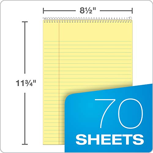 TOPS Docket Writing Tablet, Top Wirebound, 8-1/2 x 11-3/4 Inches, Canary, Legal/Wide Rule, 70 Sheets per Pad, 3 Pads per Pack (63623)