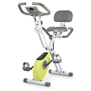 leikefitness leike x bike ultra-quiet folding exercise bike, magnetic upright bicycle with heart rate,lcd monitor and easy to assemble (yellow)