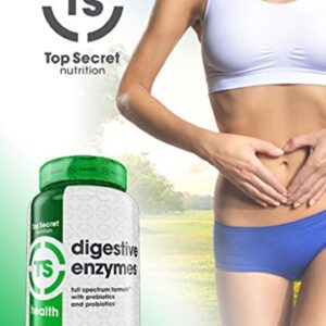 Top Secret Nutrition Digestive Enzymes with Prebiotics and Probiotics, and Bioperine for Better Digestion and Nutrient Absorption, Helps with Bloating and Gas (90 veggie caps)