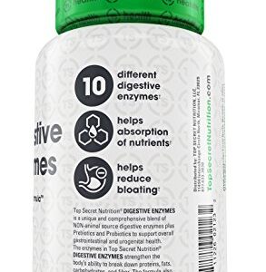 Top Secret Nutrition Digestive Enzymes with Prebiotics and Probiotics, and Bioperine for Better Digestion and Nutrient Absorption, Helps with Bloating and Gas (90 veggie caps)