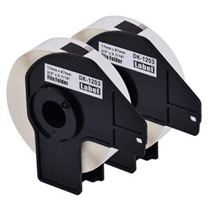 nineleaf 2 roll (300 labels per roll) die-cut file folder labels with cartridge compatible for brother dk-1203 dk1203 17mm x 87mm (2/3″ x 3-7/16″) white address paper label use in ql label printers