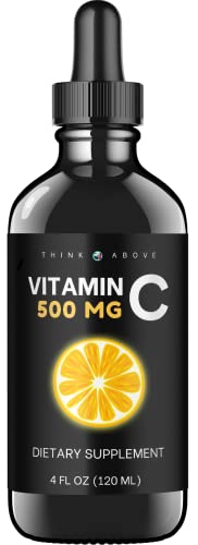 Think Above Liquid Vitamin C - High Dose - Vitamin C Drops - for Adults and Kids - 500 mg - Liquid VIT C - Non GMO - Vitamin C Liquid Supplement (4 fl oz 120 ml)