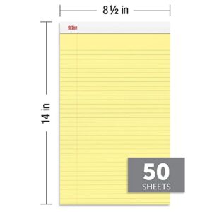 Office Depot Perforated Writing Pads, 8 1/2in. x 14in., Legal Ruled, 50 Sheets, Canary, Pack Of 12 Pads, 99420