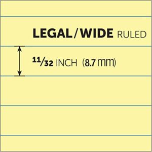 Office Depot Perforated Writing Pads, 8 1/2in. x 14in., Legal Ruled, 50 Sheets, Canary, Pack Of 12 Pads, 99420