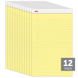 Office Depot Perforated Writing Pads, 8 1/2in. x 14in., Legal Ruled, 50 Sheets, Canary, Pack Of 12 Pads, 99420