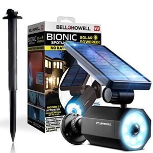 bell+howell bionic spotlight original led solar outdoor lights with motion sensor super bright outdoor solar lights waterproof landscape lighting for yard, garden outdoor lighting as seen on tv