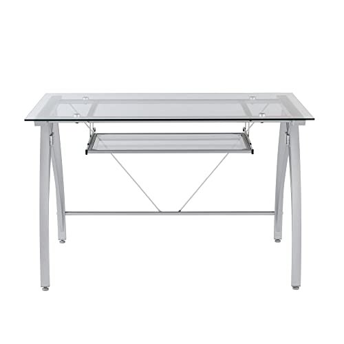 Realspace® Vista 48"W Glass Computer Desk, Silver