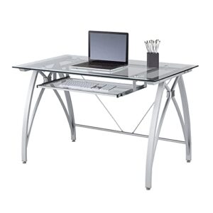 realspace® vista 48″w glass computer desk, silver