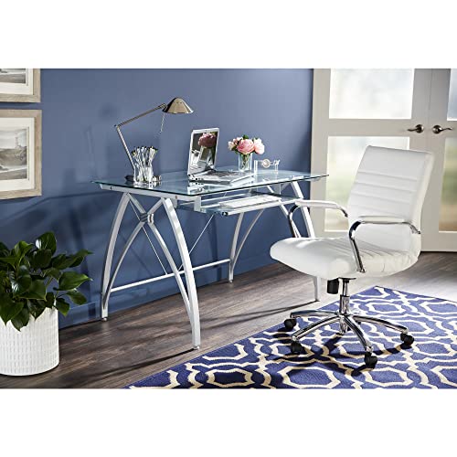 Realspace® Vista 48"W Glass Computer Desk, Silver