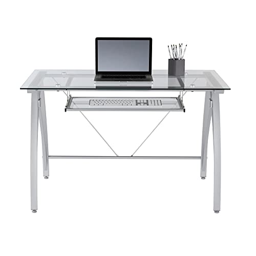 Realspace® Vista 48"W Glass Computer Desk, Silver