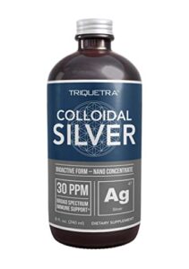 bioactive colloidal silver – 8 oz, glass bottle, vegan, safe doses with highest effectiveness – nano ions, 30 ppm – immune support (48 servings)